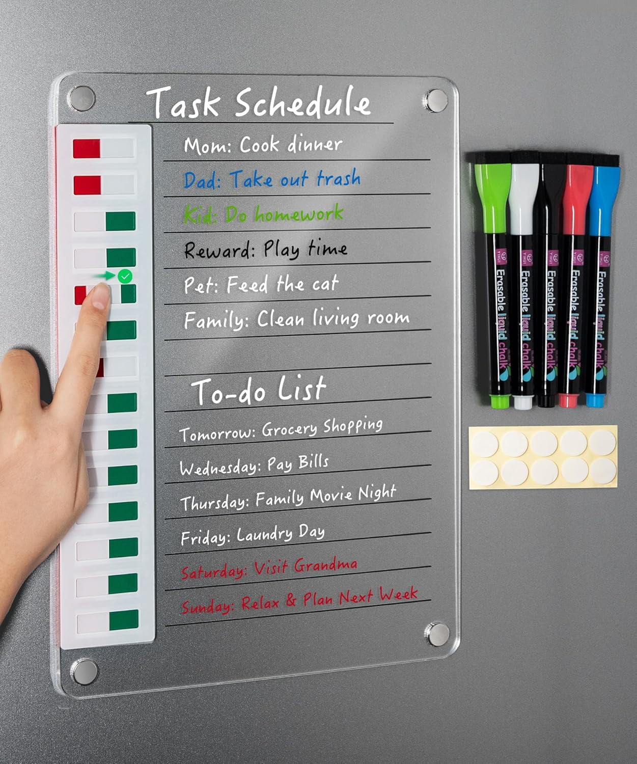 Highcool Chore Chart – Erasable Calendar for Refrigerator – Includes 5 ...