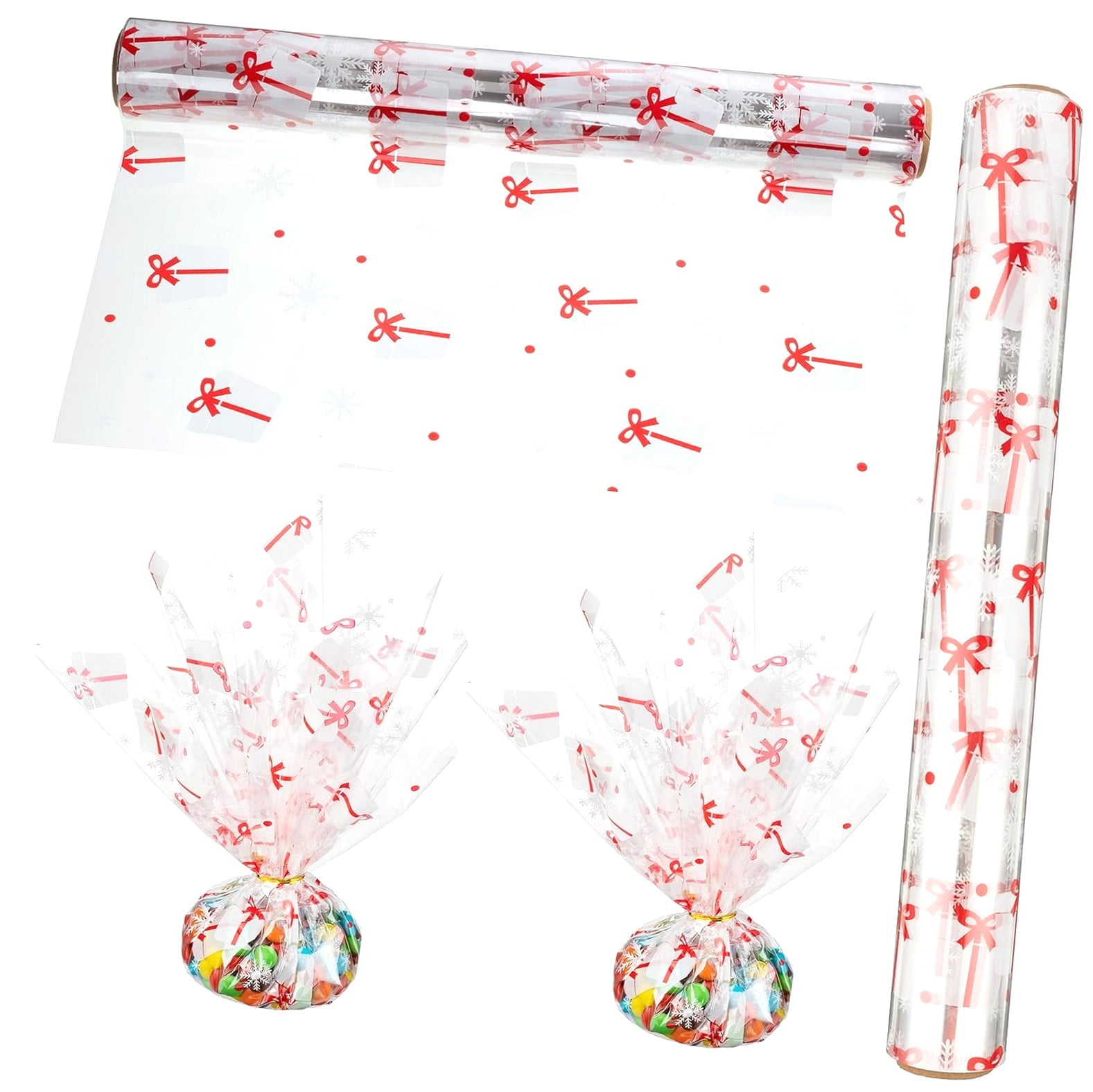 Highcool Christmas Cellophane Wrap Roll 98 Ft Long 15.8 Inch 2.5 Mil ...