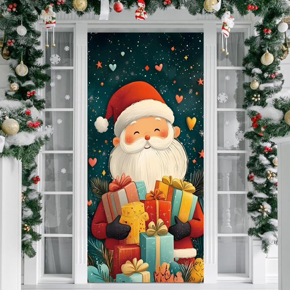 Highcool Christmas Door Cover with Design, 35'' 83'' Stretchy Cloth ...