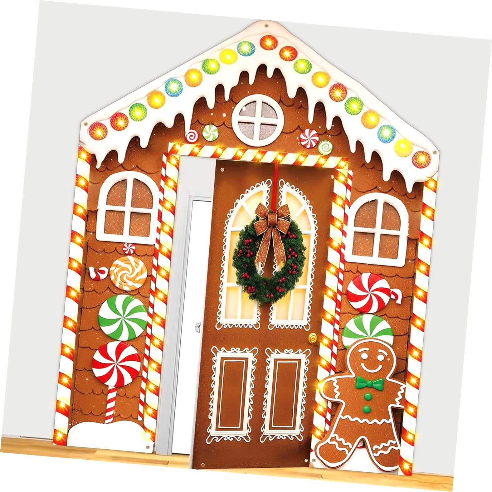 Highcool Christmas Gingerbread Door Cover Decorations with Lights ...