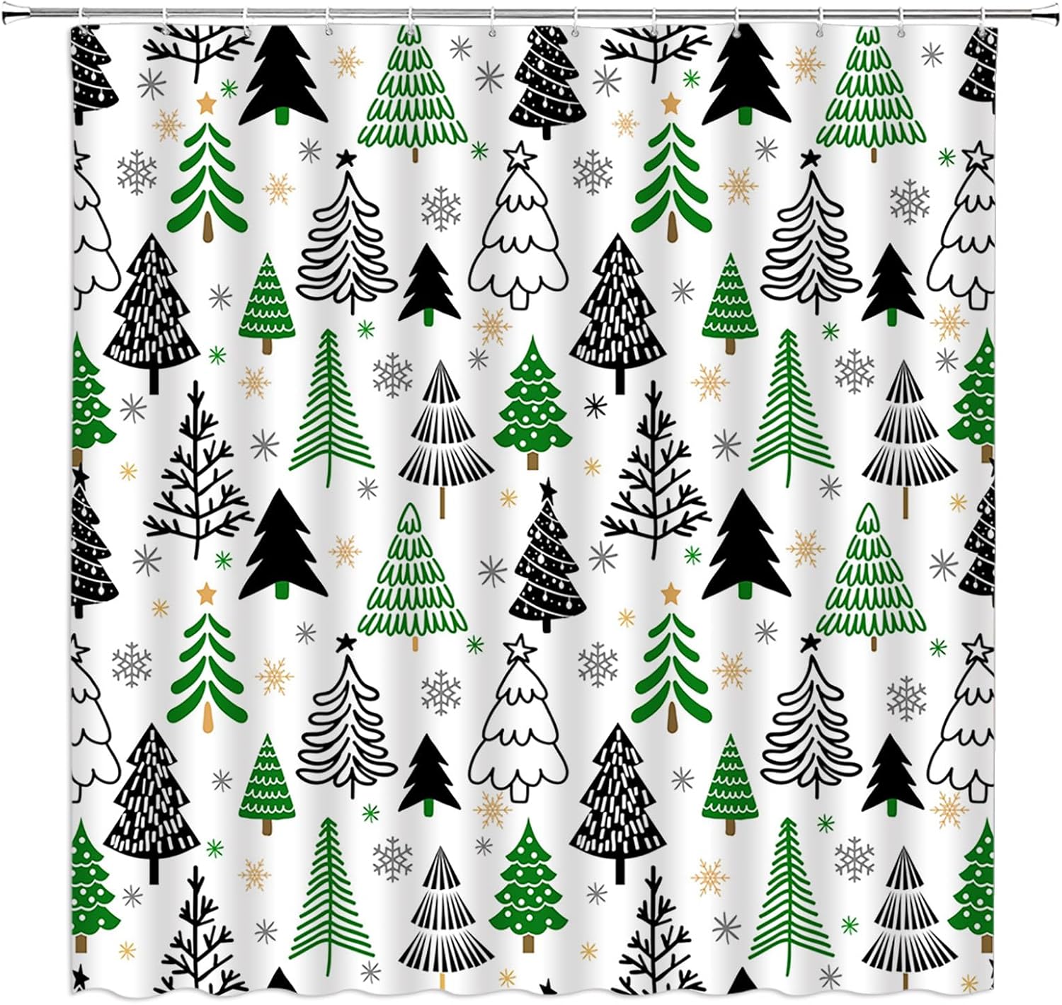Highcool Christmas Tree Shower Curtain Xmas Snowflake Winter Holiday ...