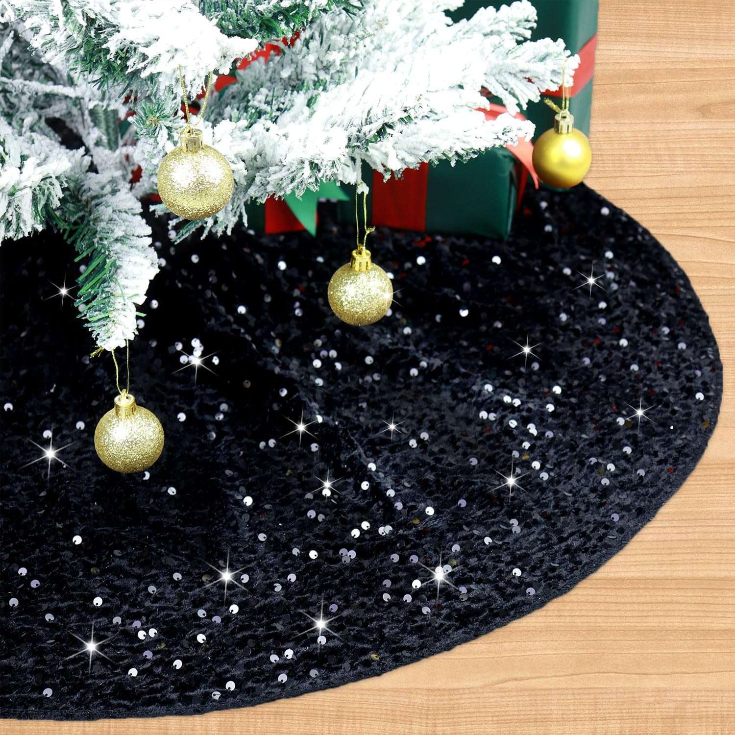 Highcool Christmas Tree Skirt 60 Inch Sequin Tree Skirt Velvet Tree ...