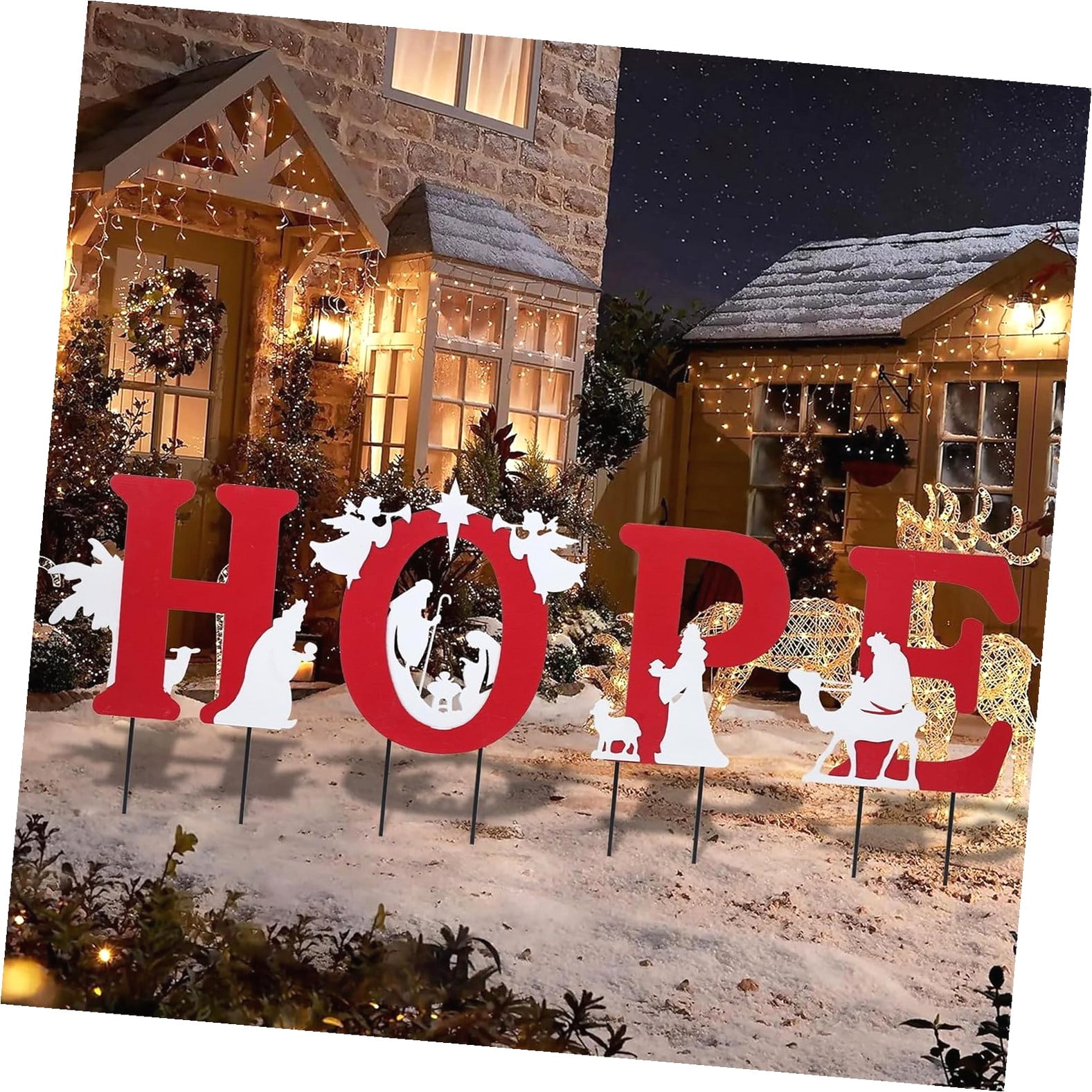 Highcool Christmas Yard Stakes with Nativity Scene Decoration Holy ...