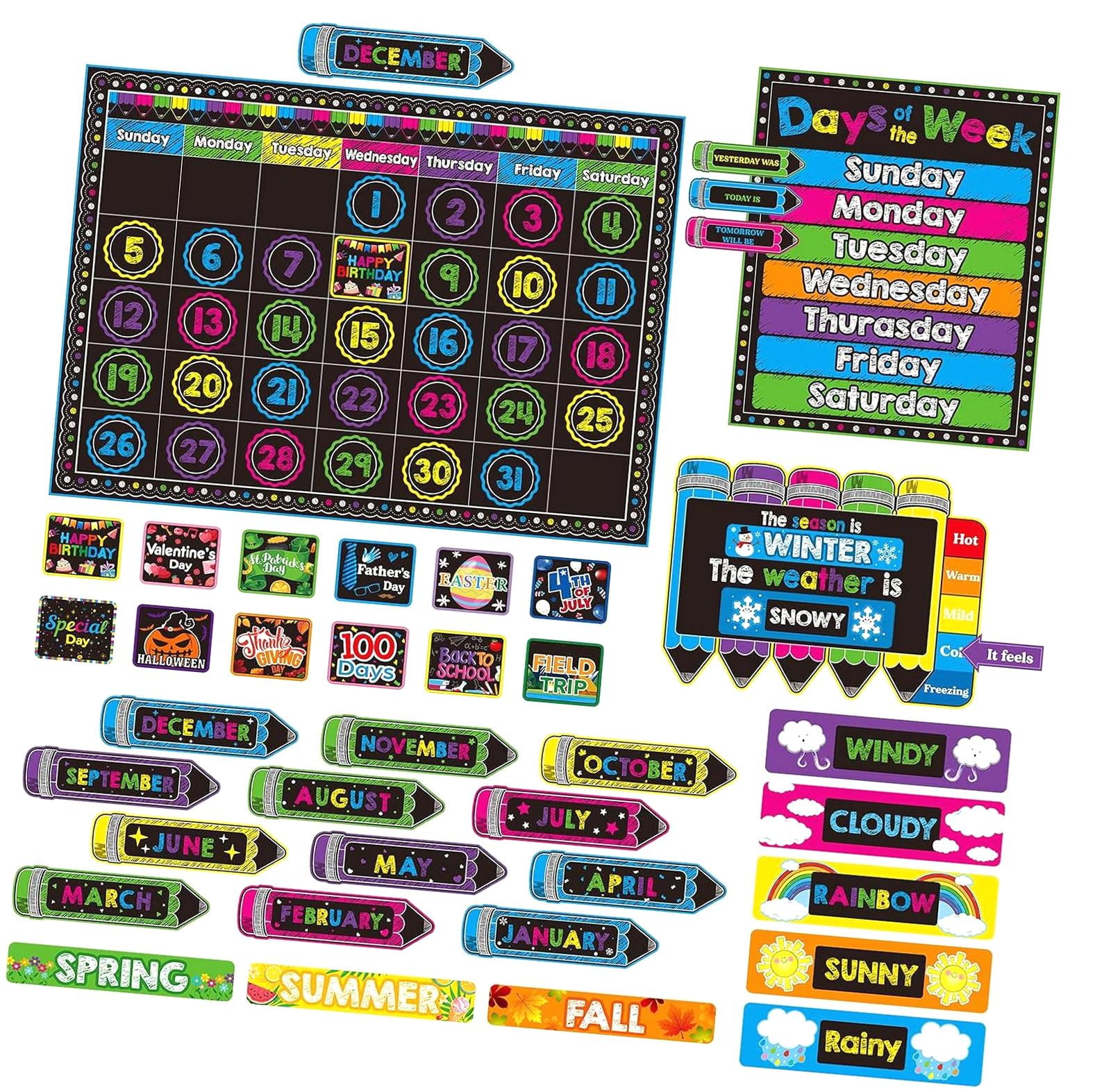 Highcool Classroom Calendar Bulletin Board Set, Calendar Weather Chart ...