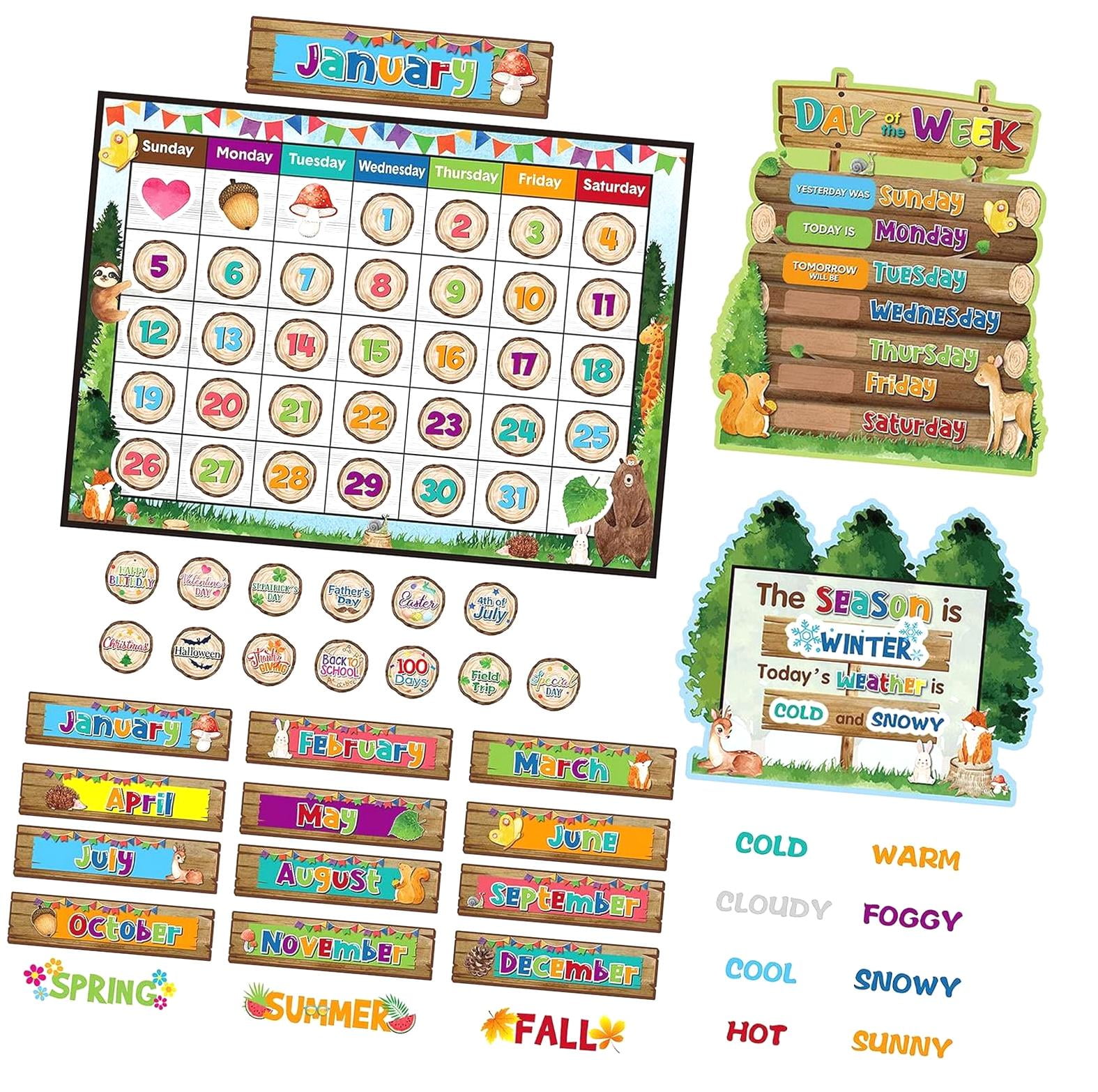 Highcool Classroom Calendar Bulletin Board Set, Calendar Weather Chart ...