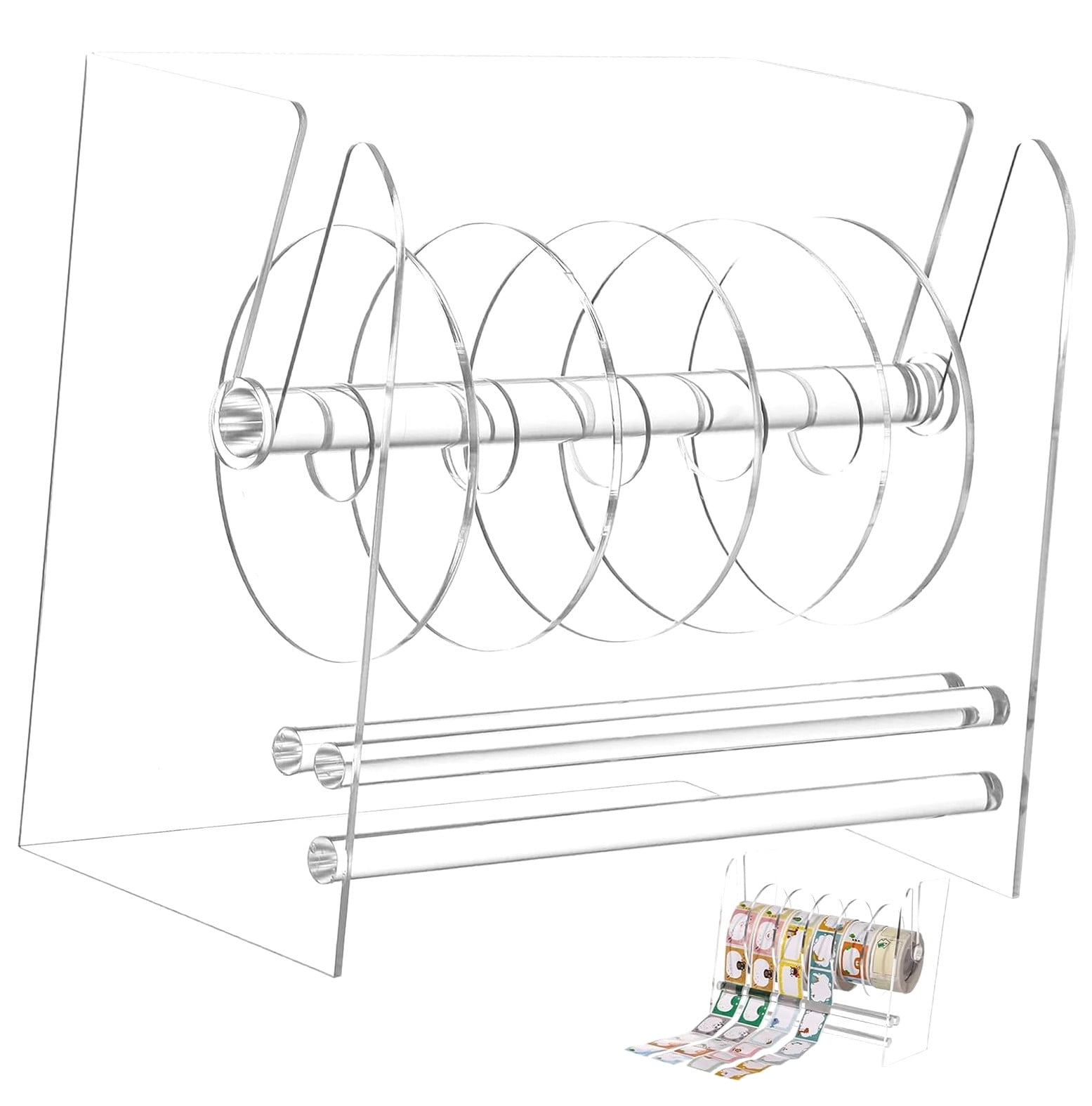 Highcool Clear Label Roll Holder, Acrylic Tape Dispenser, Desktop ...