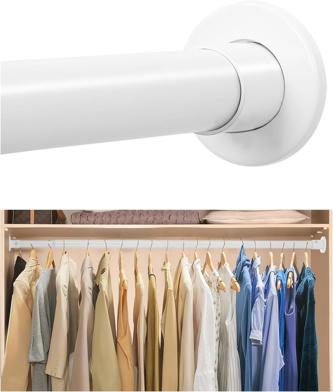 Highcool Closet Rods for Hanging Clothes, 18 to 63 Inches Closet Rod ...