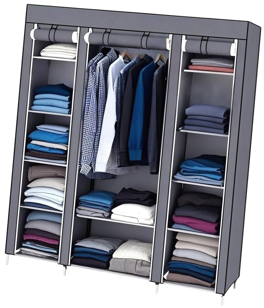 Highcool Closet, Wardrobe Closet Organizer with Cover, Closet with ...