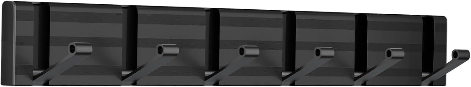 Highcool Coat Racks Wall Mounted,Black Wall Coat Hooks with 6 Folding ...