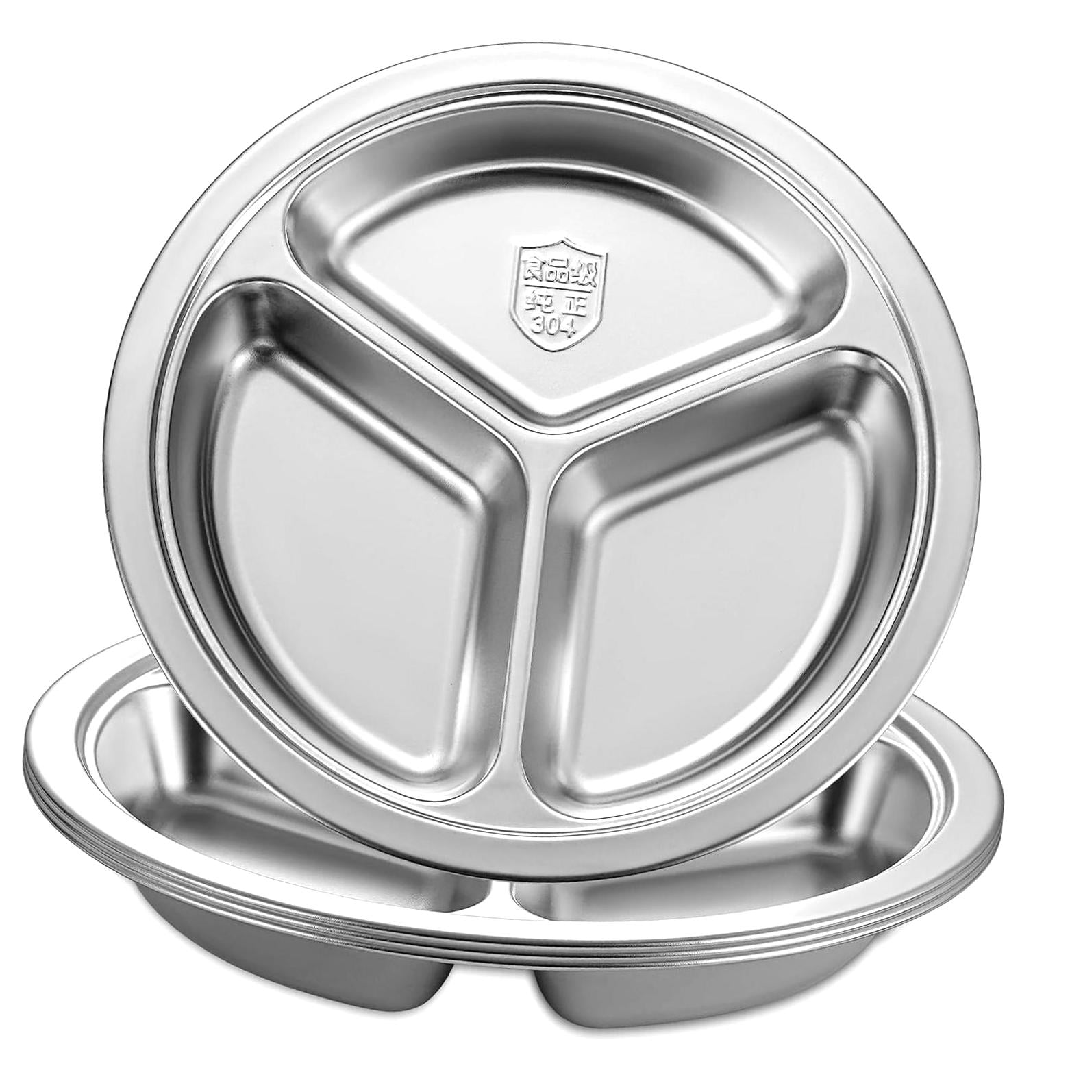 Highcool Collection of 4 Steel Round Sectioned Plates, 9.5-Inch 3-Part ...