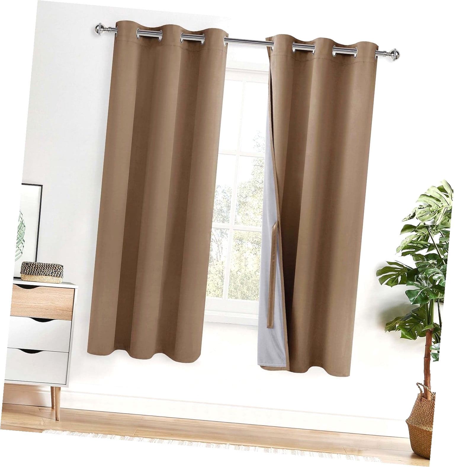 Highcool Complete Shades Window Curtain Panels with Tiebacks Noise ...