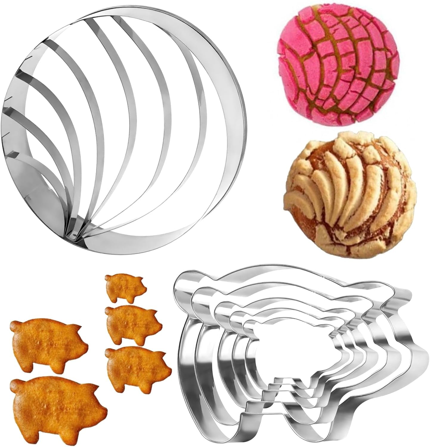 Highcool Cona Cutter Mexan Bread Mold with 5 Sizes Pig Coe Set, Food ...