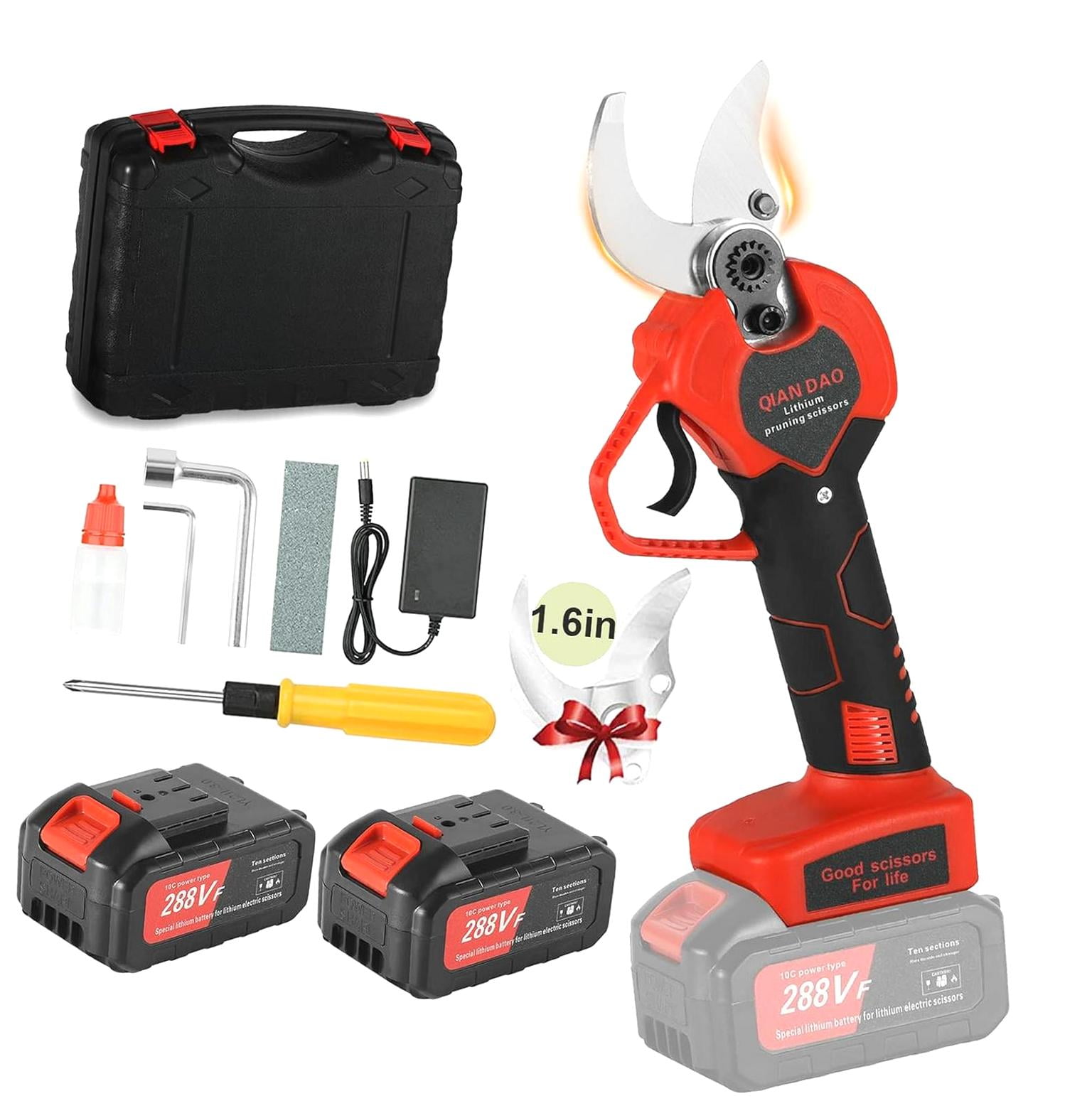 Highcool Cordless Electric Pruning Shears, Battery-Powered Tree Branch ...