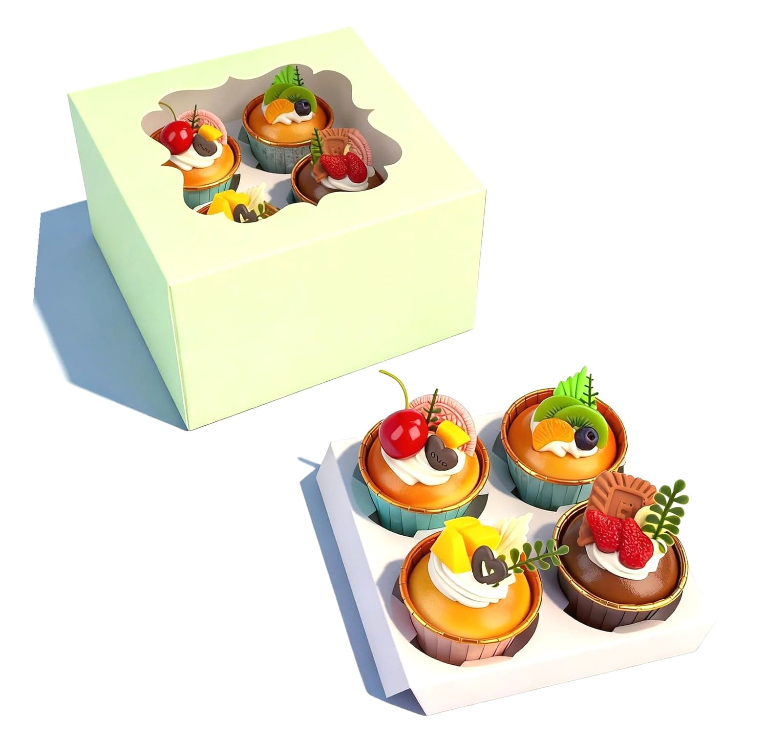 Highcool Cupcake Boxes with Window 6.5x6.5x3 Inch 20 Pack Bakery Boxes ...