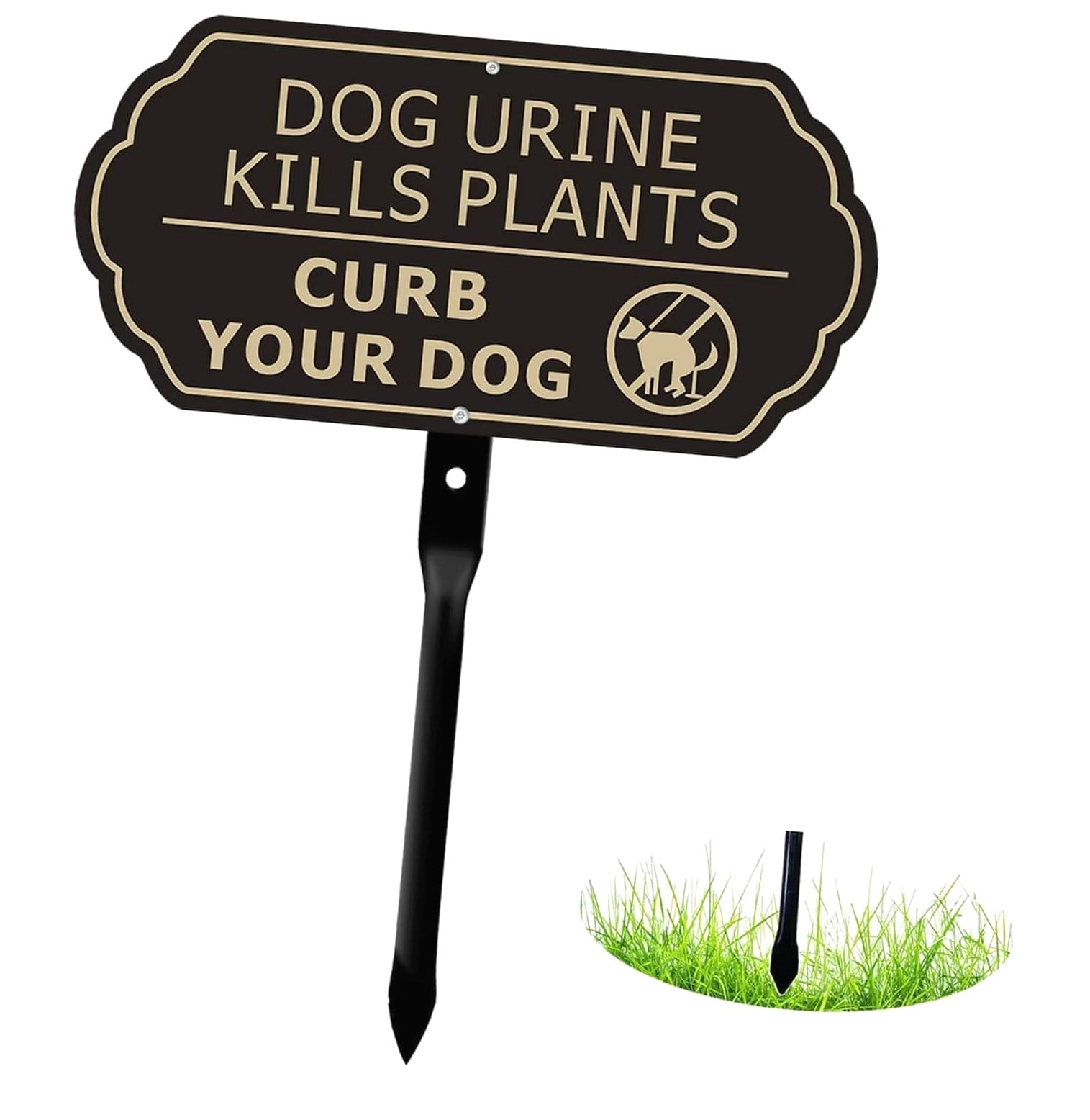 Highcool Curb Your Sign Urine Kills Sign, 12"x6" with 18" Steel Stake ...