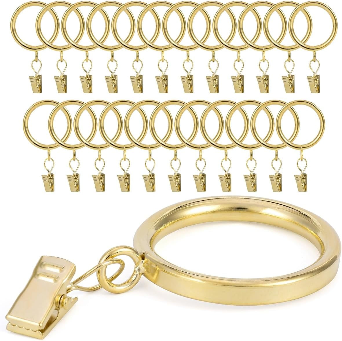 Highcool Curtain with Clips Set of 24, Interior Diameter 1.5inch, Fits ...