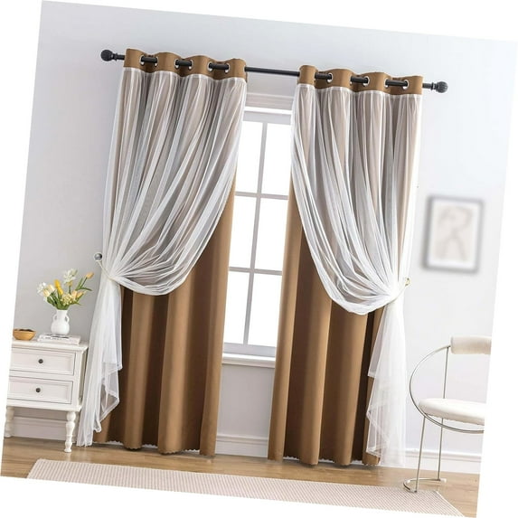 Highcool Curtains Double Layer Sheer Grommet Top Window Curtain Panel ...