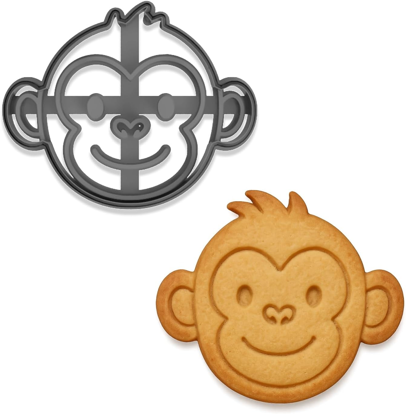 Highcool Cute Monkey Face Coe Cutter & Stamp - 4x3.21", ble Animal Ba ...