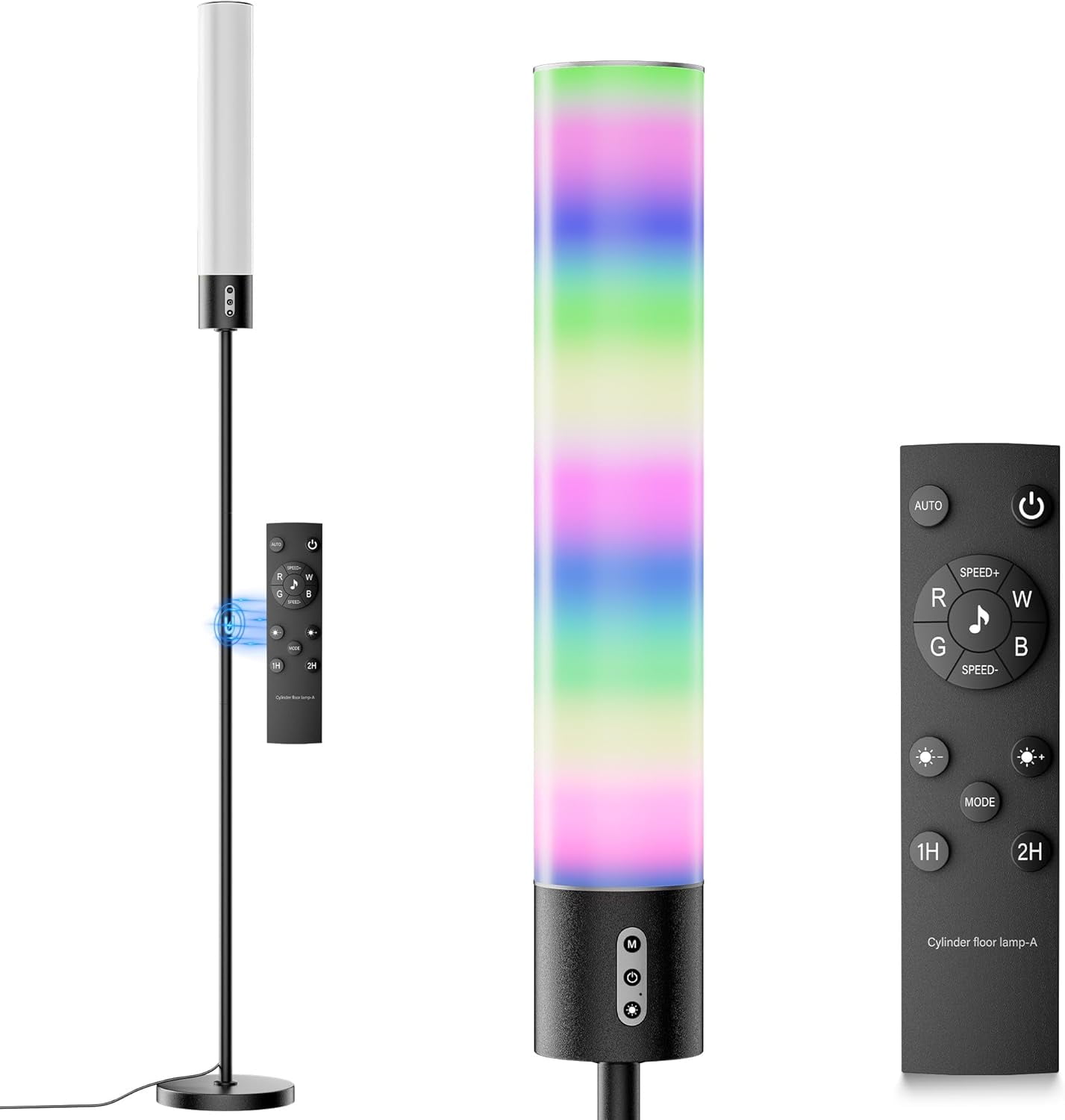 Highcool Cylindrical Floor Lamp with RGB, Corner Lamp with Remote ...