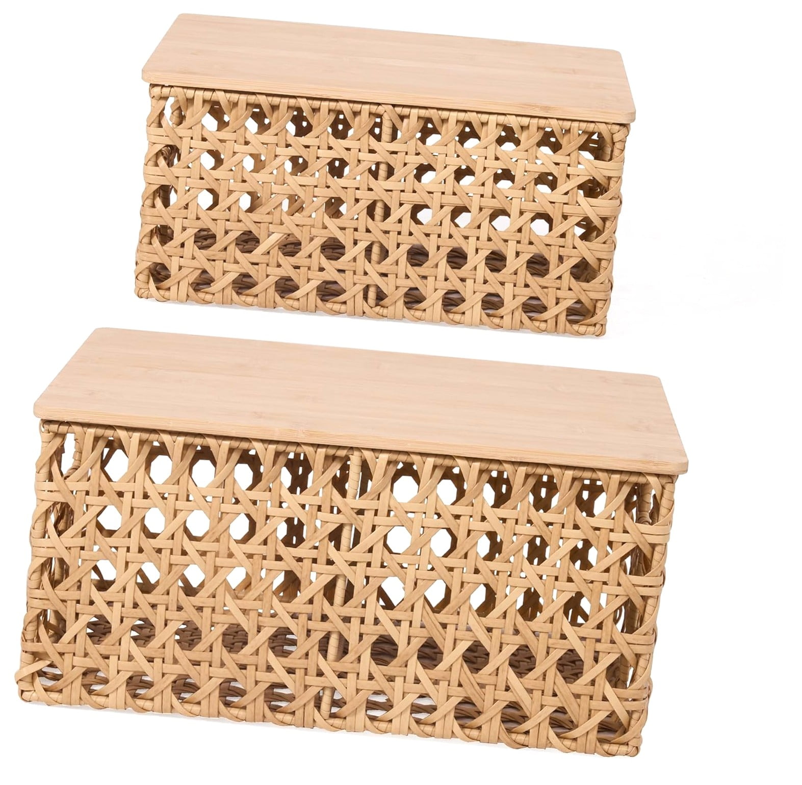 Highcool DEFINED DECO Large Wicker Storage Baskets with Lid, Set of 2 ...