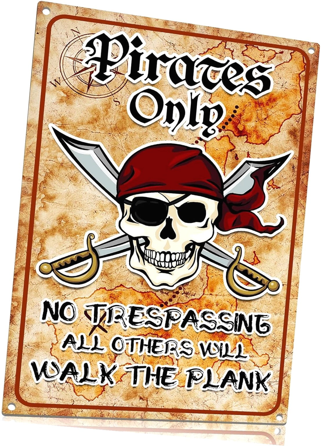 Highcool Decorations Metal Signs 12"x8", Pirates Only NO TRESPASSING ...