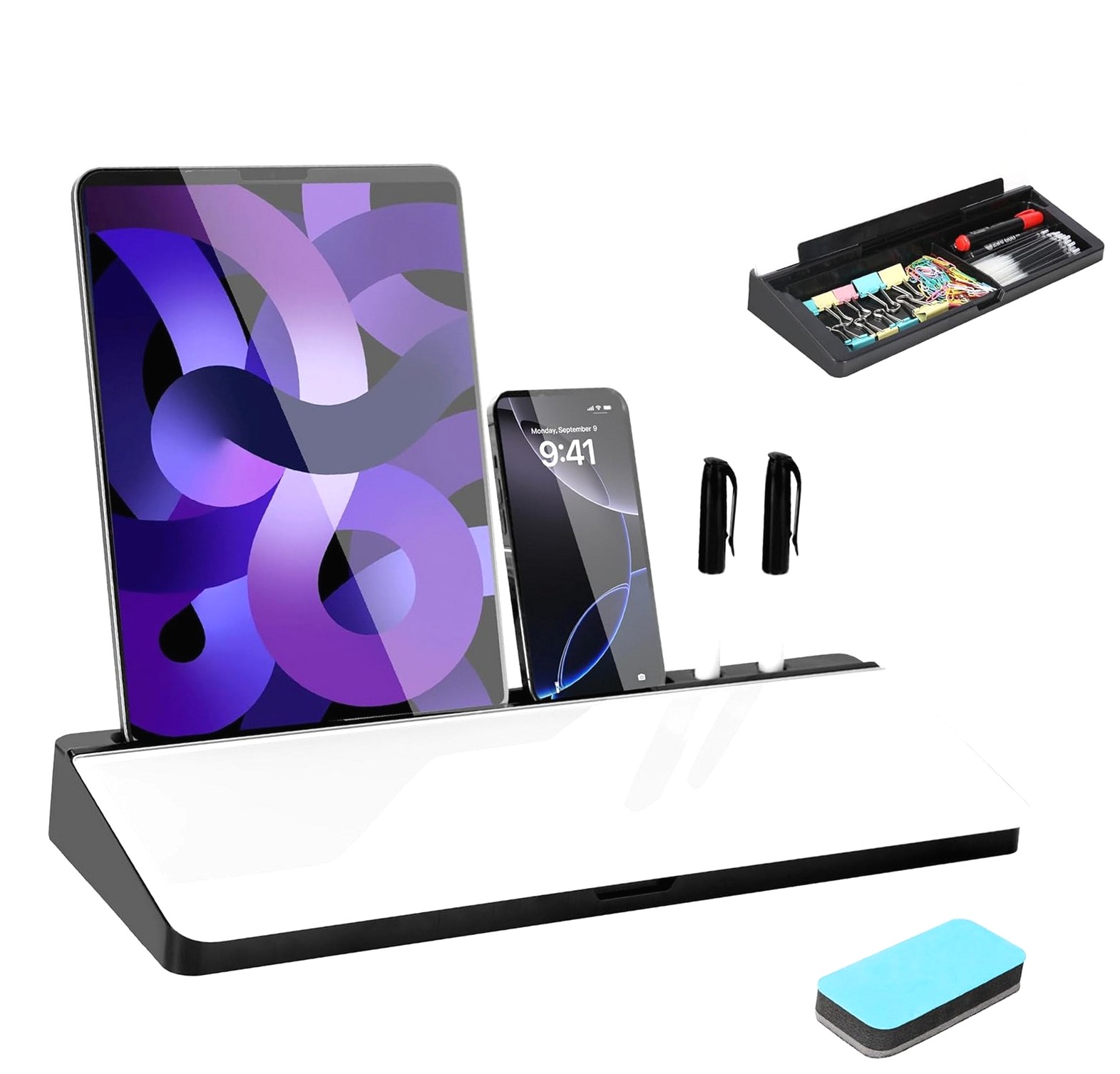 Highcool Desk Whiteboard with Storage, Desktop Whiteboard Organizers ...