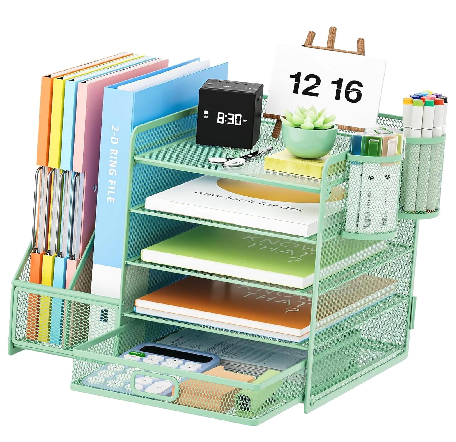 Highcool Desktop Organizer with File Holder, 5-Layer Paper Tray with ...