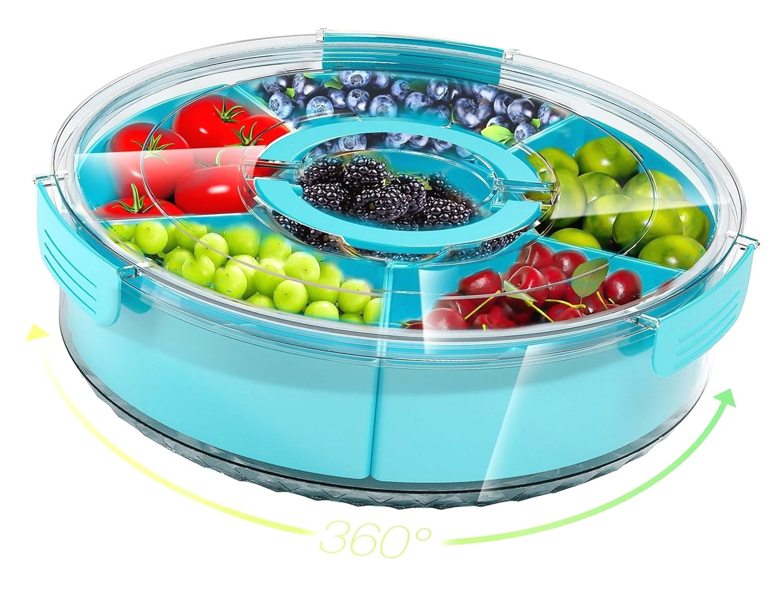 Highcool Divided Container with Lid and Handle, Large Snack Spinner ...