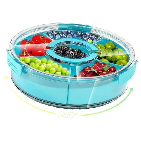 Highcool Divided Container with Lid and Handle, Large Snack Spinner ...