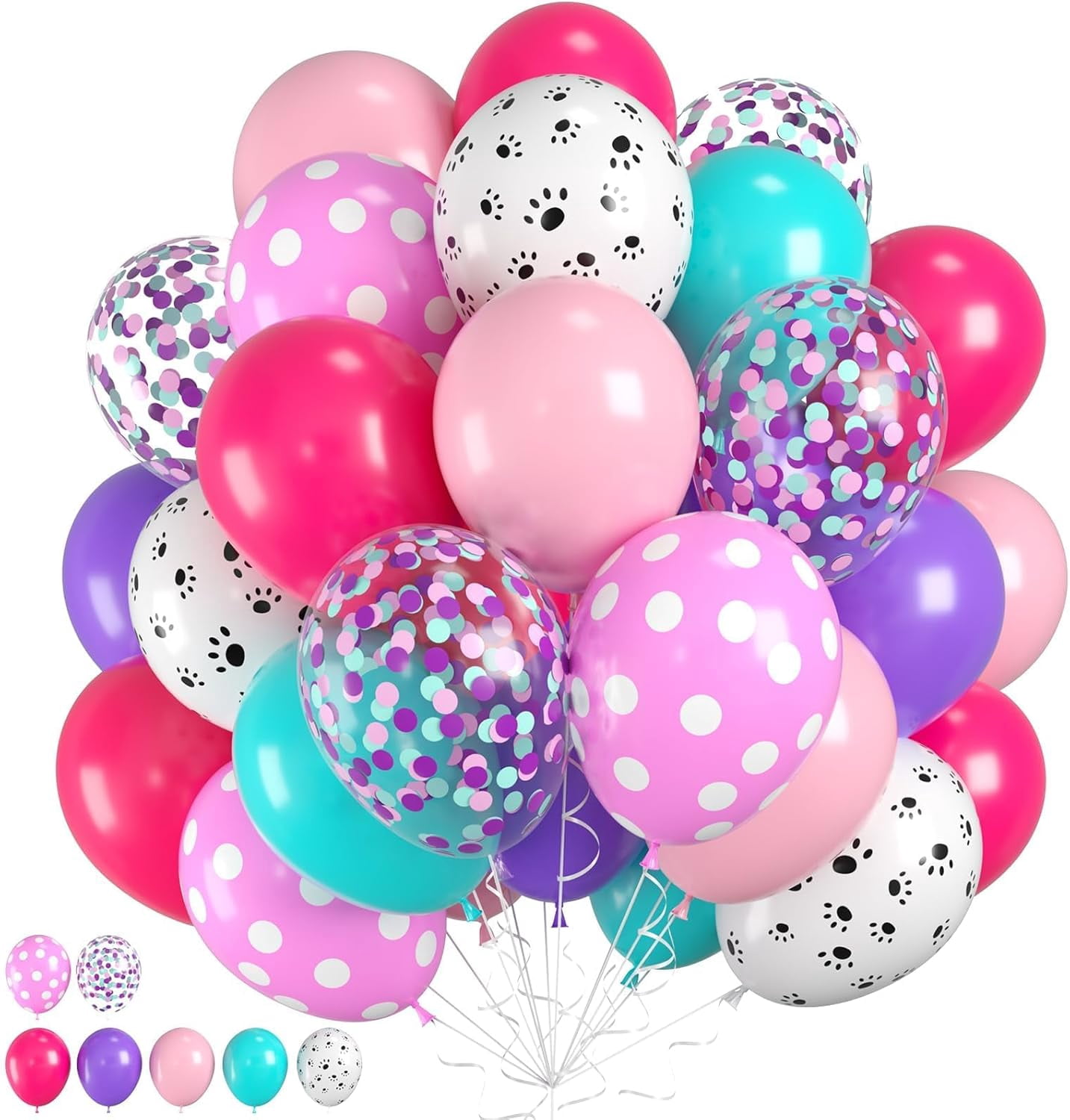 Highcool Dog Paw Print Balloons, Pink Blue Latex Balloons with Confetti ...