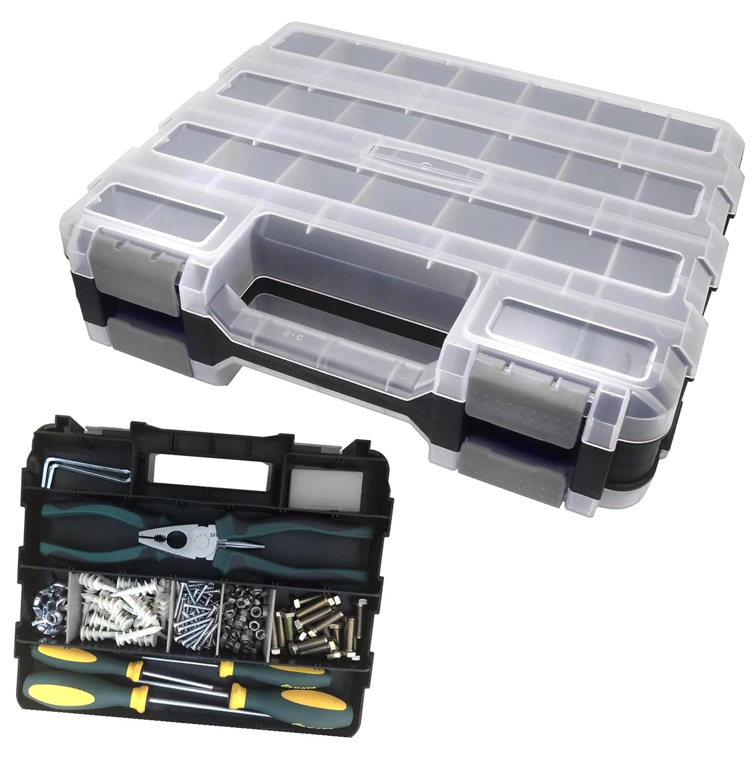 Highcool Double Side Tool Box Organizer, Hardware Storage Box, Portable ...