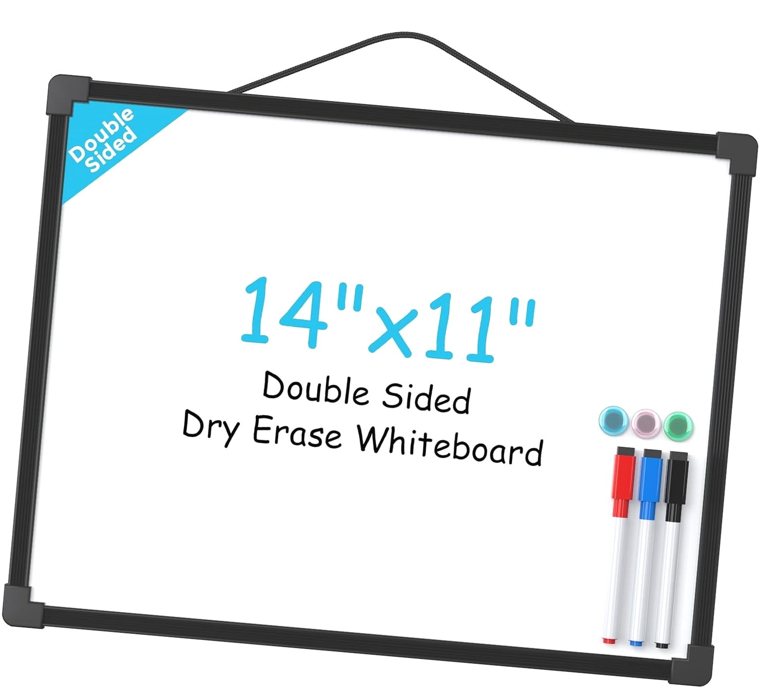Highcool Double-Sided Whiteboard, 14"x11" Hanging Small White with 3 ...