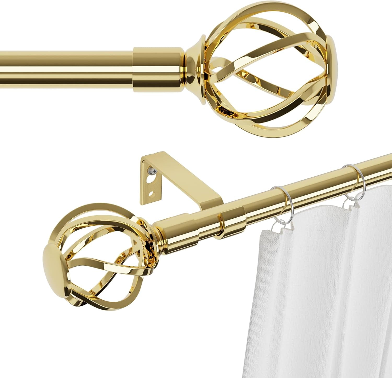 Highcool Drape Rod 30 to 50 inch with Twisted Cage Finials ...