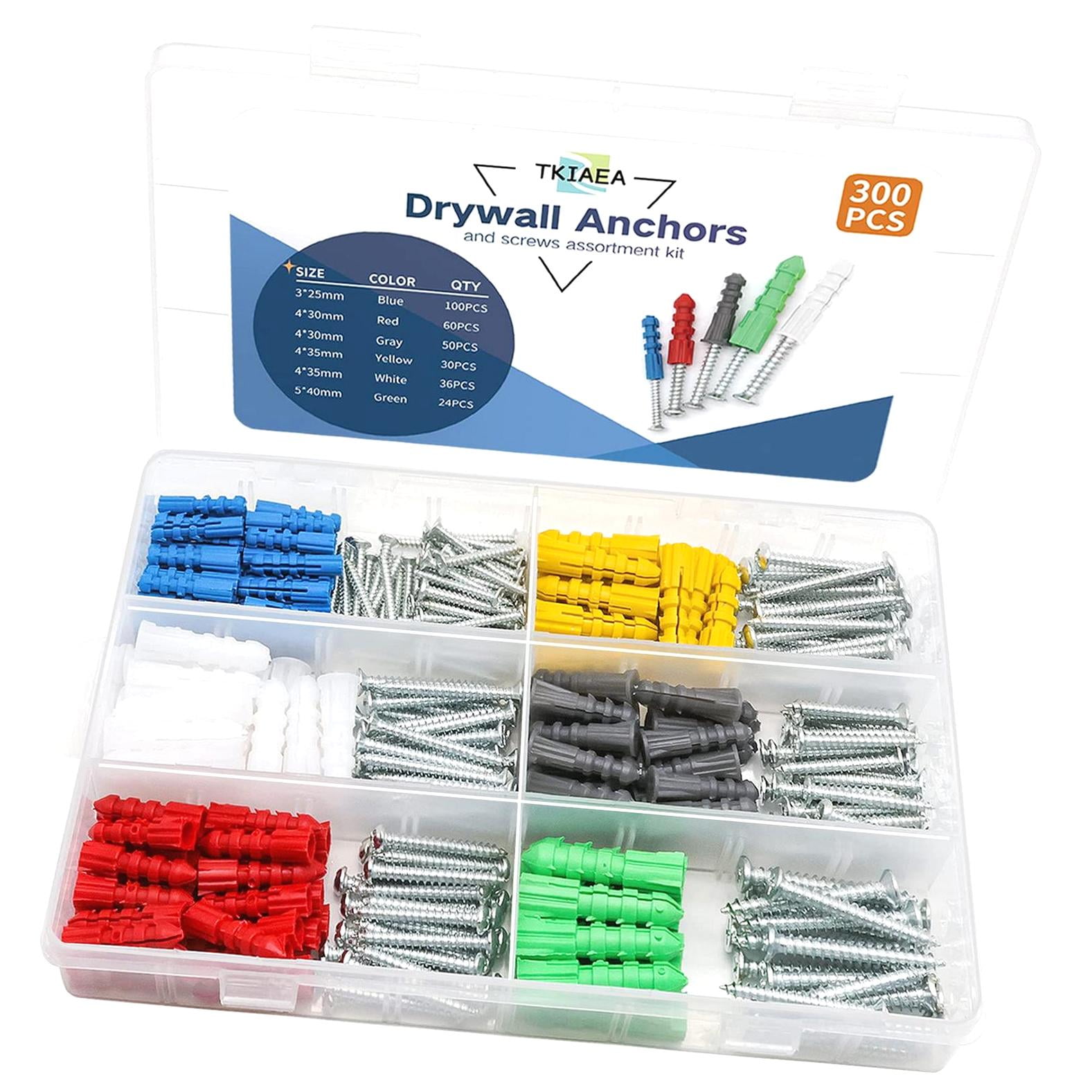 Highcool Drywall Anchors and Screws Kit 300Pcs, 150 Wall Anchors, 150 ...