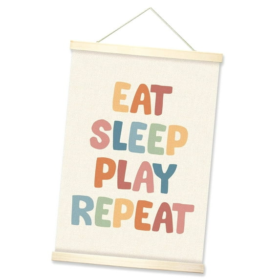 Highcool Eat Repeat Sign Hanging Wall Flags Canvas Banner 12x16 Inch ...