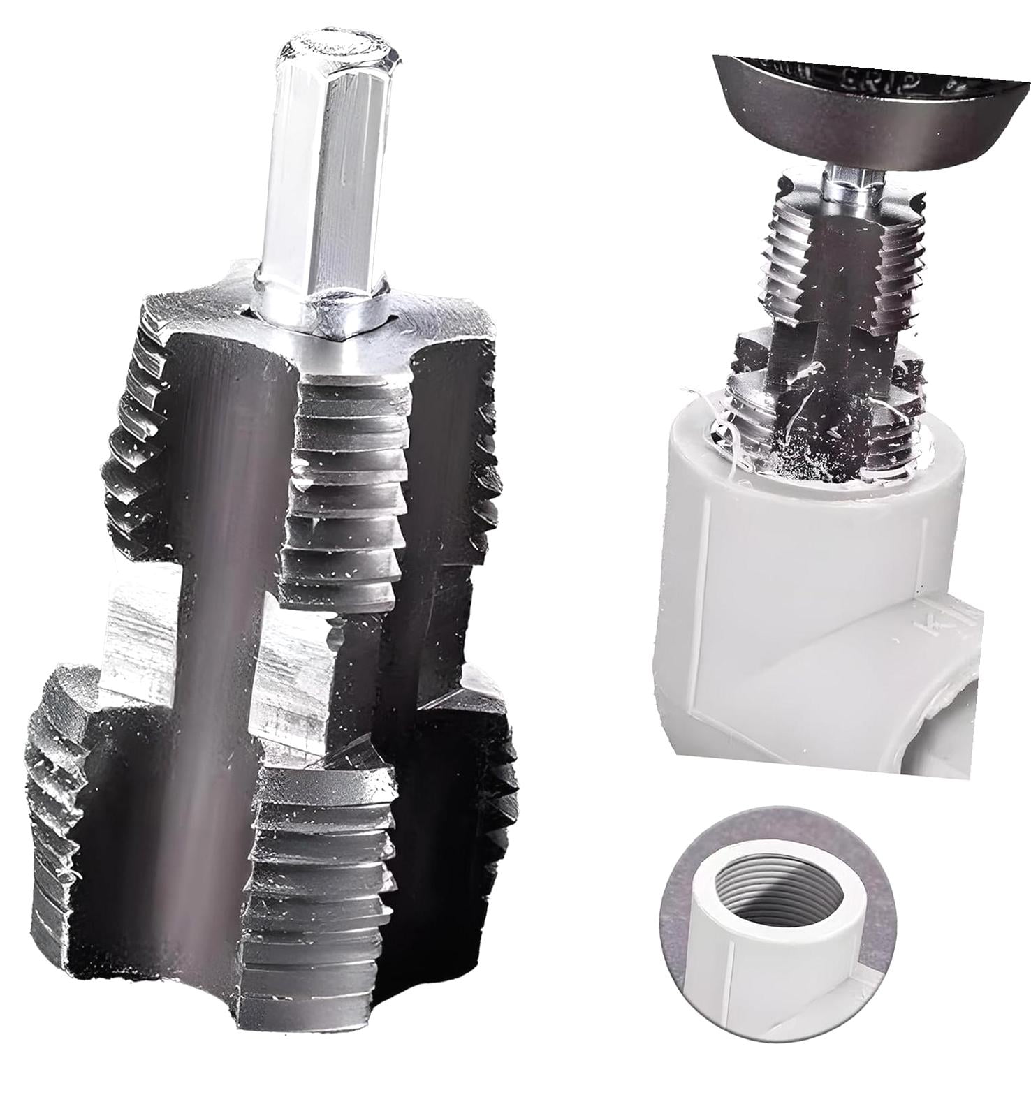 Highcool Electric Drill PVC Pipe Threader Kit with Multiple Die Sizes ...