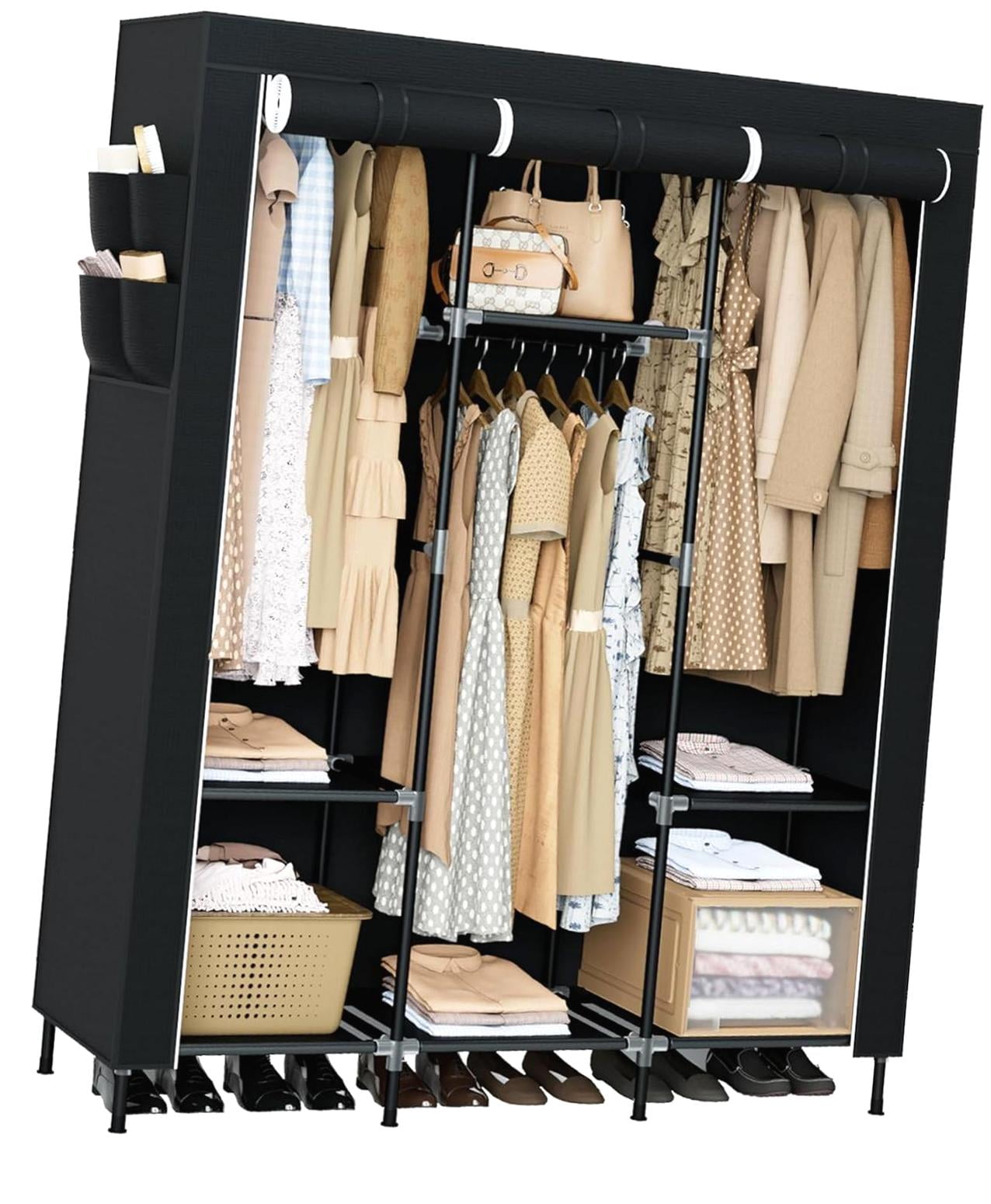 Highcool Expandable Wardrobe, 66.9 Inch Spacious Closet Organizer with ...