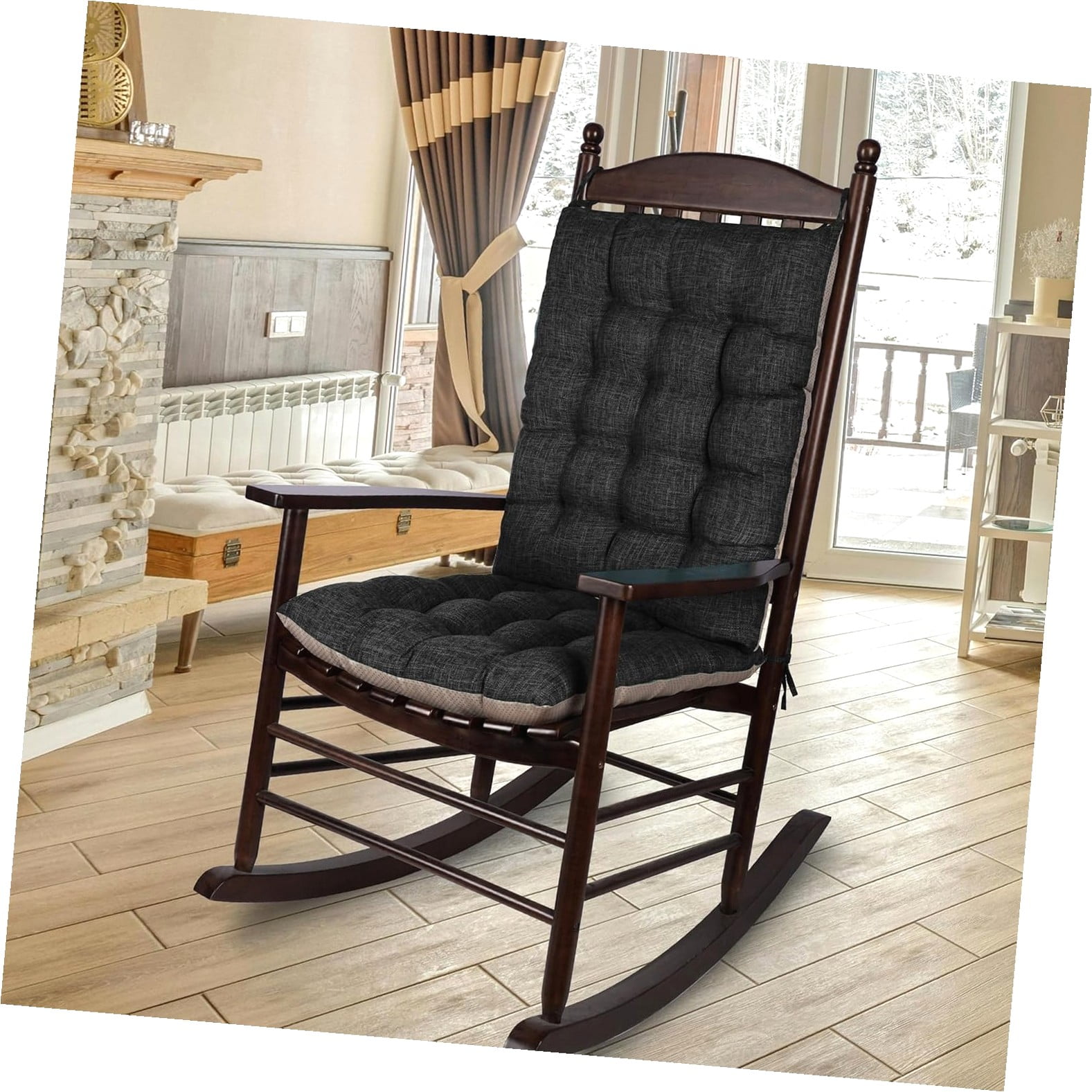 Highcool Extra Large Rocking Chair Linen Chair Thick Back and Seat 2 ...