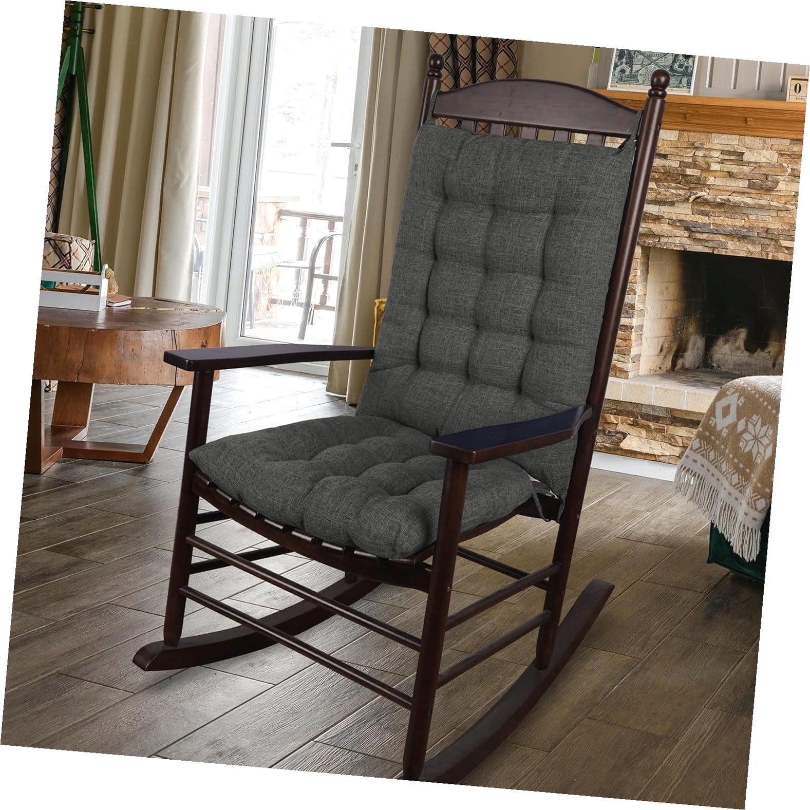 Highcool Extra Large Rocking Chair Thick Linen Chair Back and Seat 2 ...