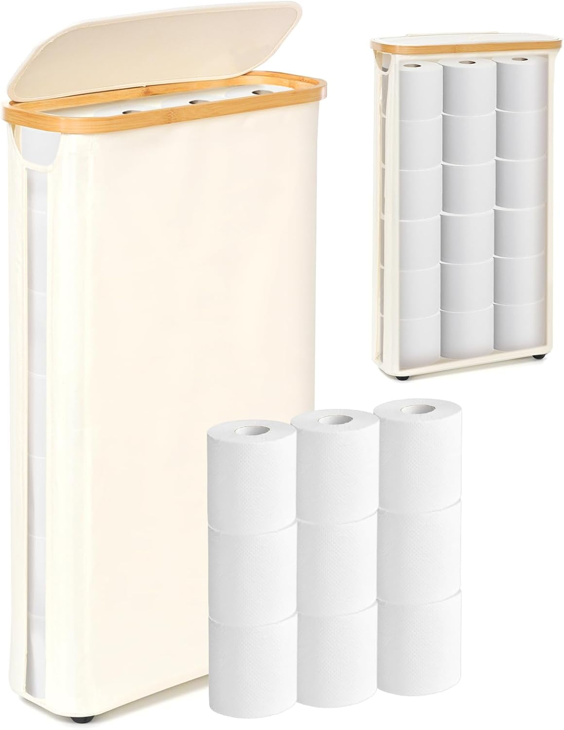 Highcool Extra Large Toilet Paper Storage, Slim Free Standing Toilet ...