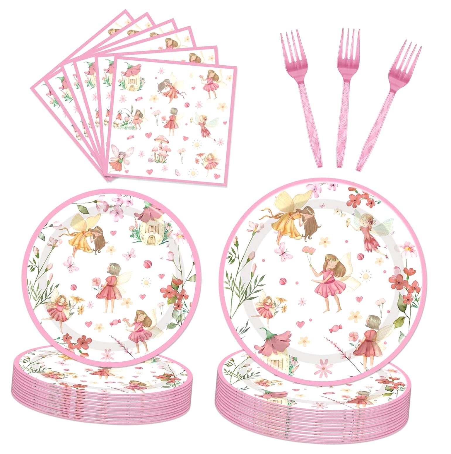 Highcool Fairy-Themed Birthday Party Tableware - 96-Piece Butterfly ...