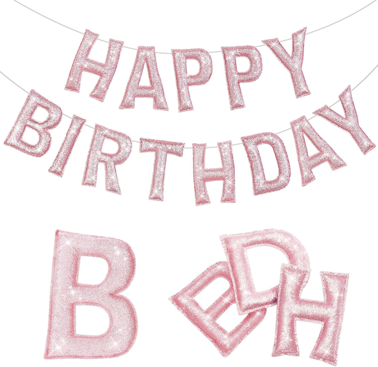 Highcool Felt Banner Pre-strung Garland Sign 3D Glitter 6.3 Inches ...