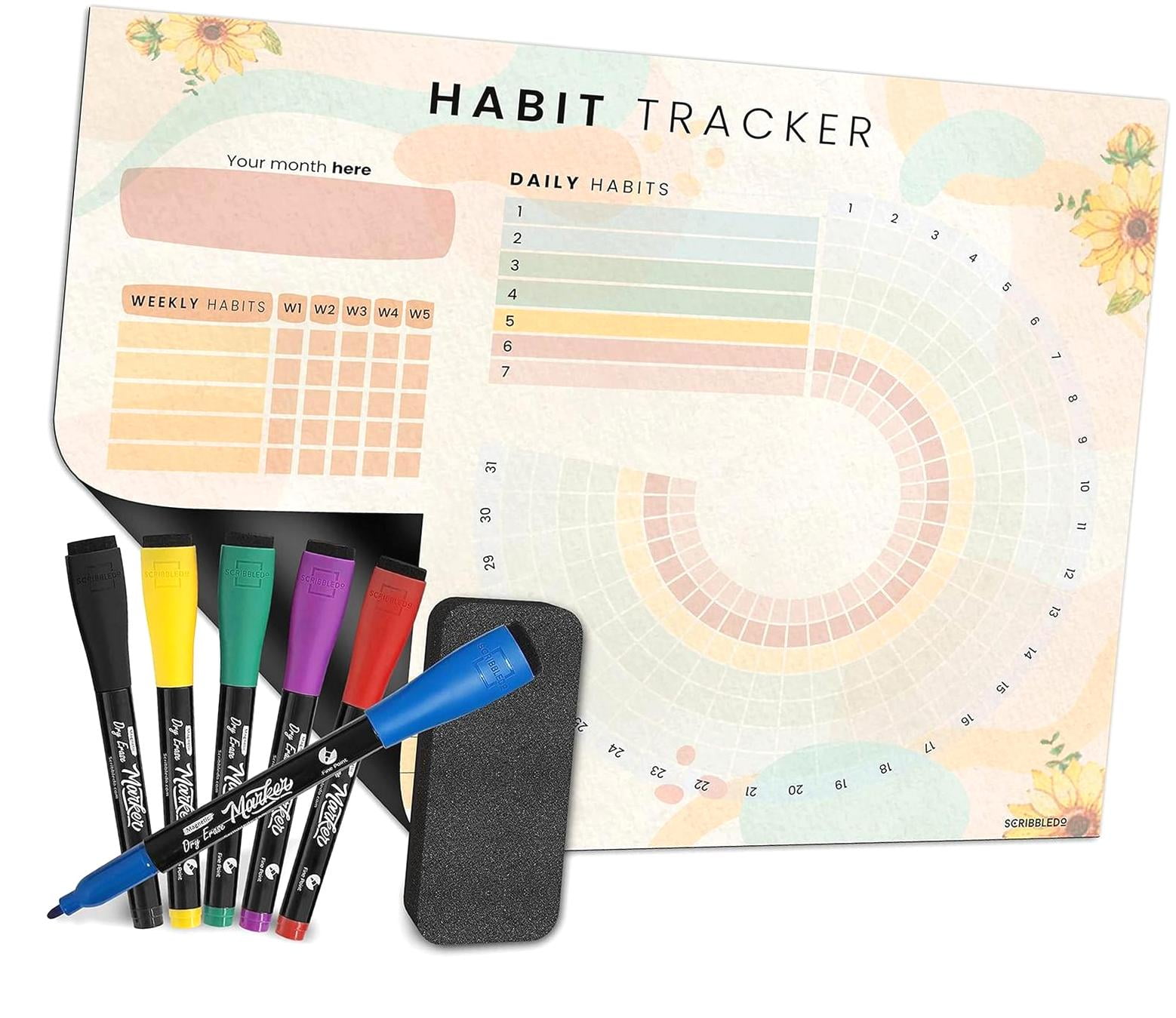 Highcool Fitness and Habit Tracker - 13" X 17" Magnetic Fridge Calendar ...