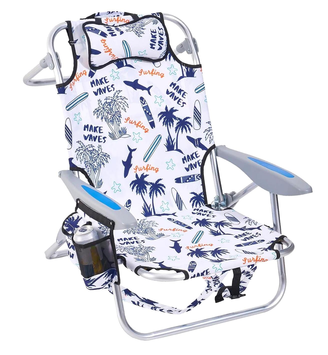 Highcool Foldable Beach Chair for Adults, Camping Chair with Lay Flat ...