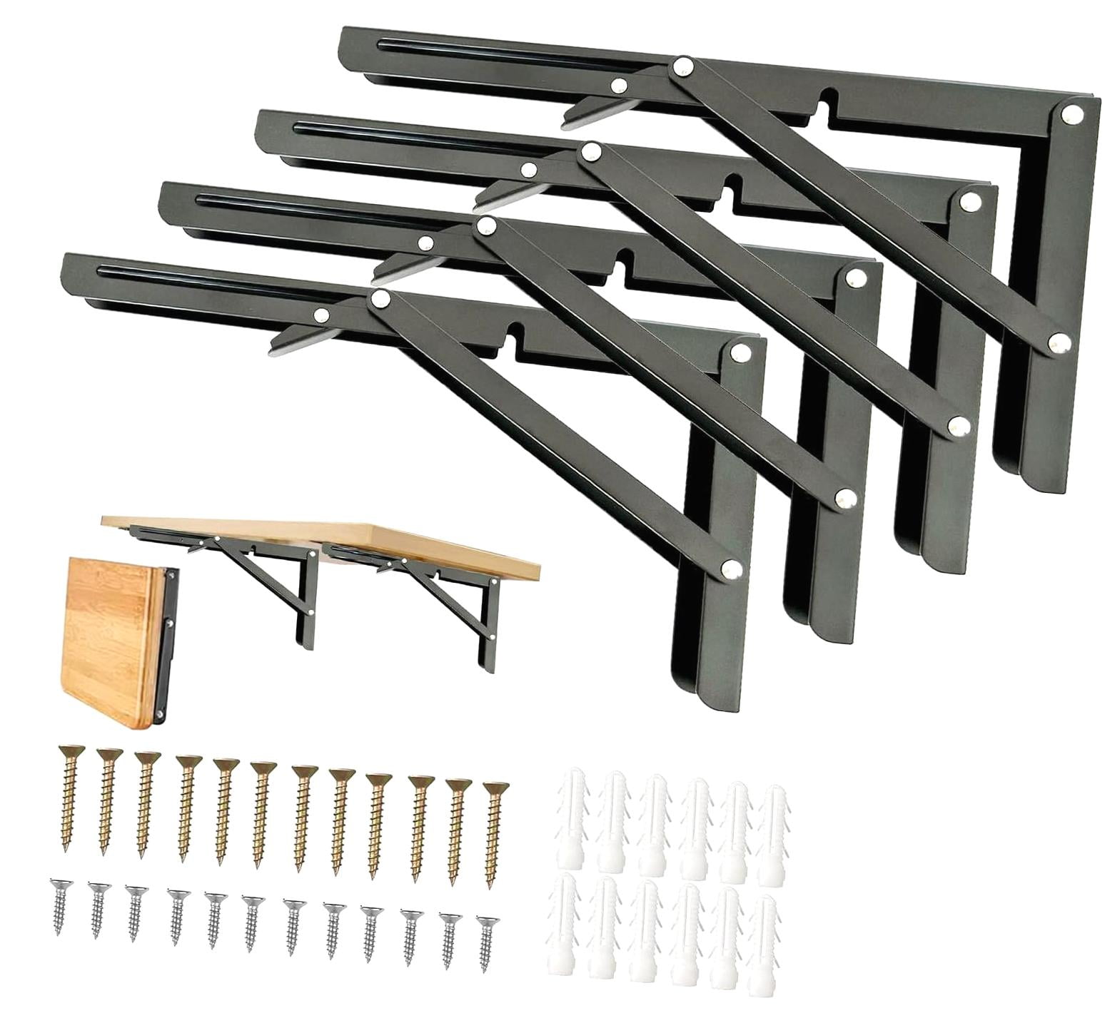 Highcool Folding Brackets, 12 Inch 4 Pieces, Collapsible Hinges for ...