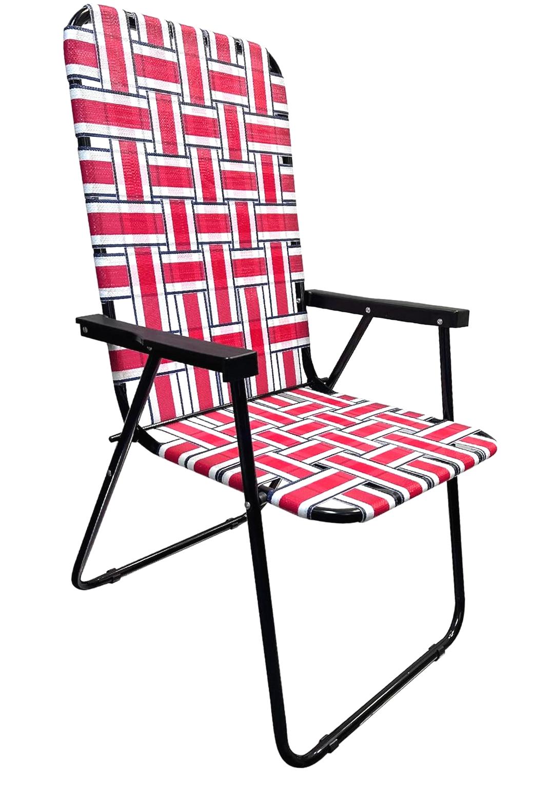 Highcool Folding Lawn Chair with Steel Webbing and Wooden Handles ...