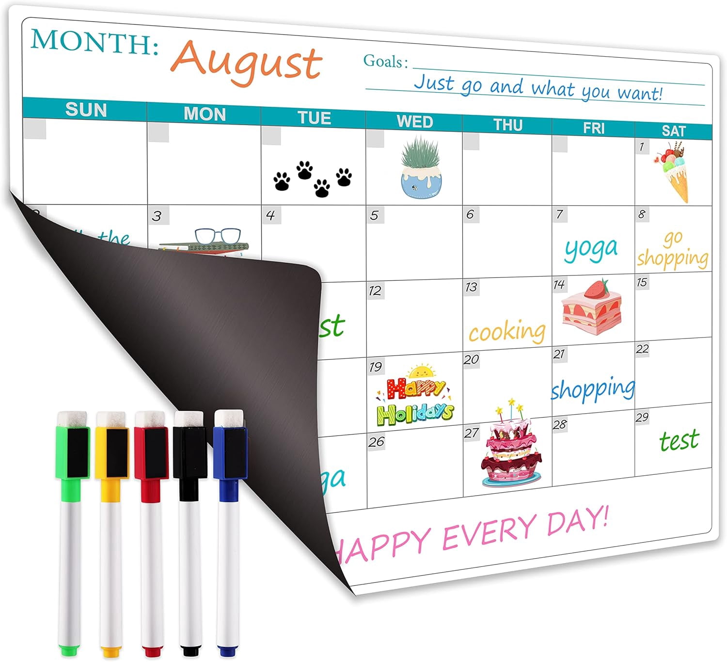 Highcool Fridge Calendar Planner for Refrigerator, 11.4" 14.76 ...