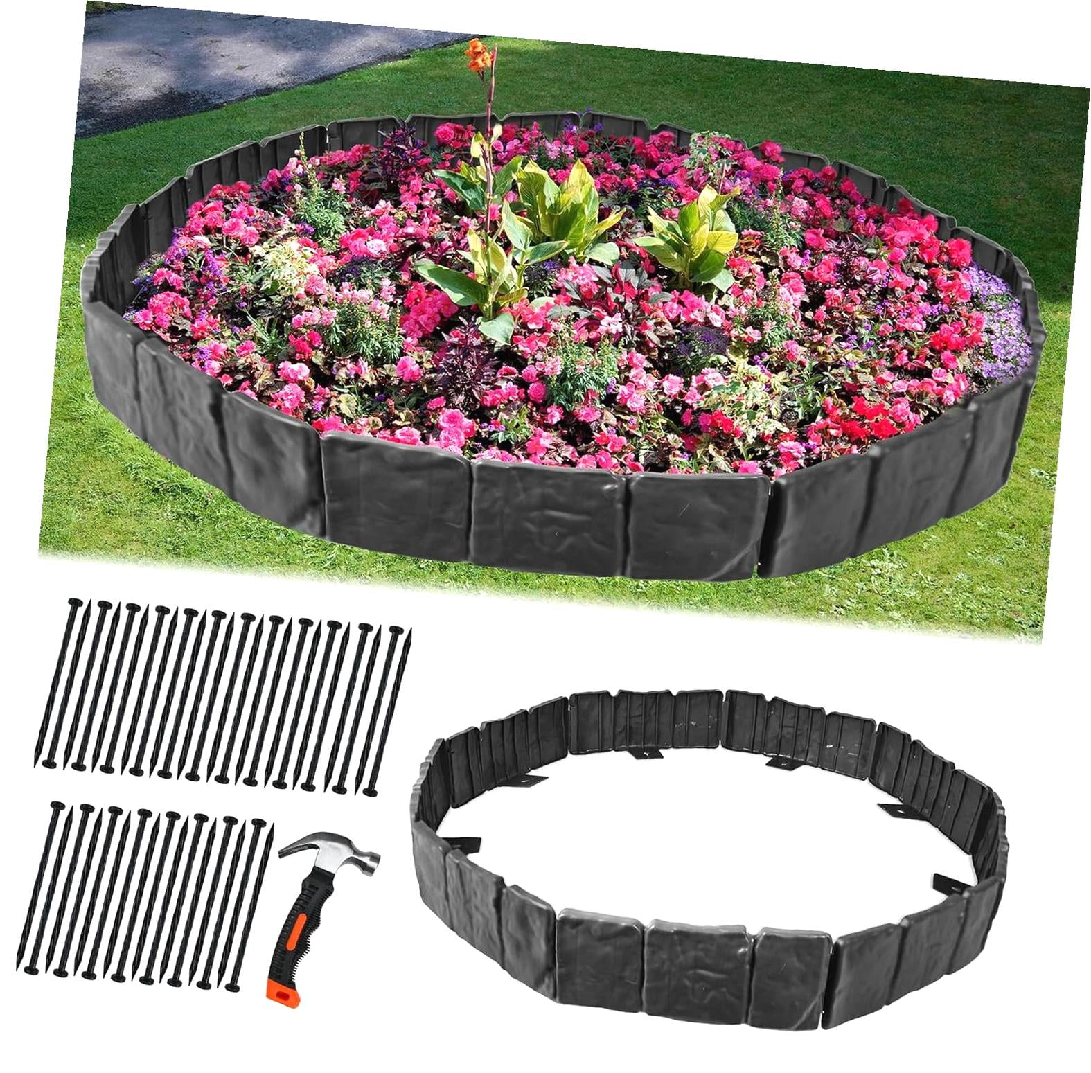 Highcool Garden Edging Border,32 FT Plastic Landscape Edging No Dig for ...