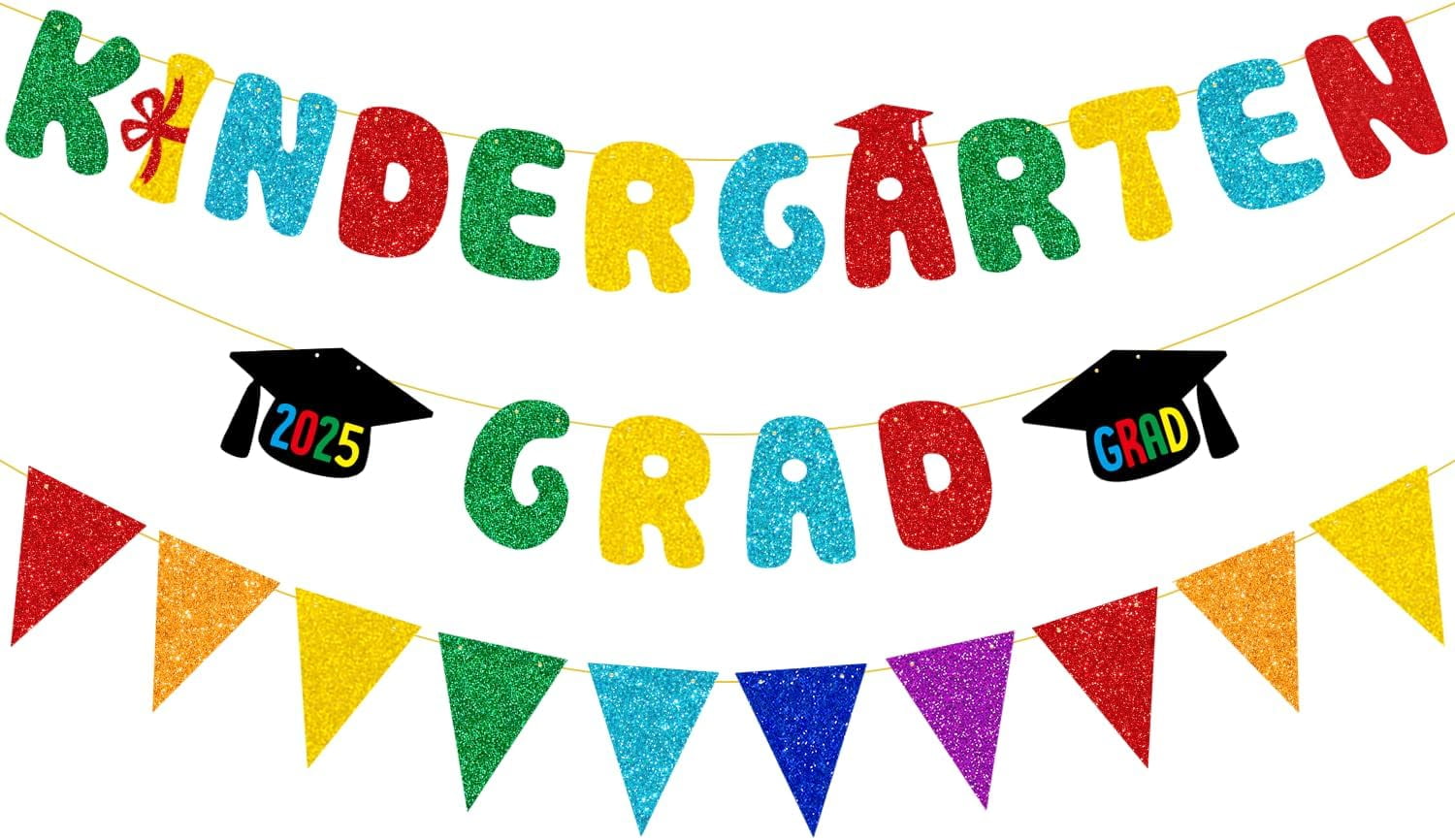 Highcool Glitter Kindergarten Grad Banner and Colorful Glittery ant ...