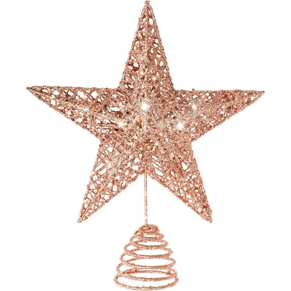 Highcool Glittered Christmas Tree Topper Hollow Wire Star Christmas ...